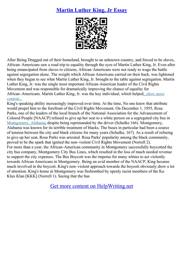 Dr Martin Luther King Jr Essay | PDF | Christianity | Religion ...