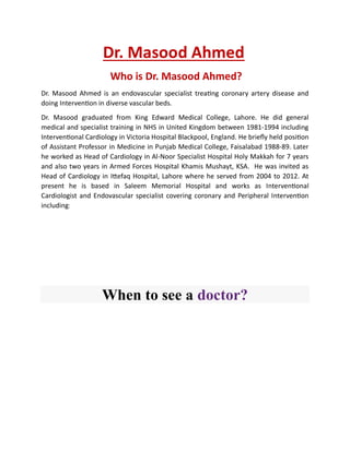 Dr Masood Ahmed Expertise And Sucess Story | PDF