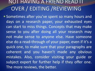 Common Errors in Writing a Research Paper | PPTX