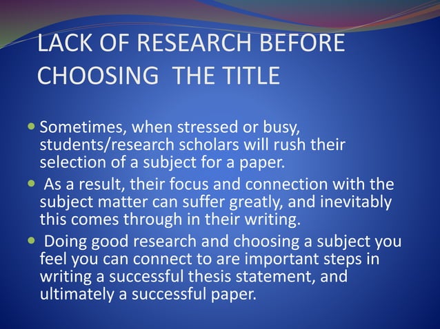 Common Errors in Writing a Research Paper | PPT