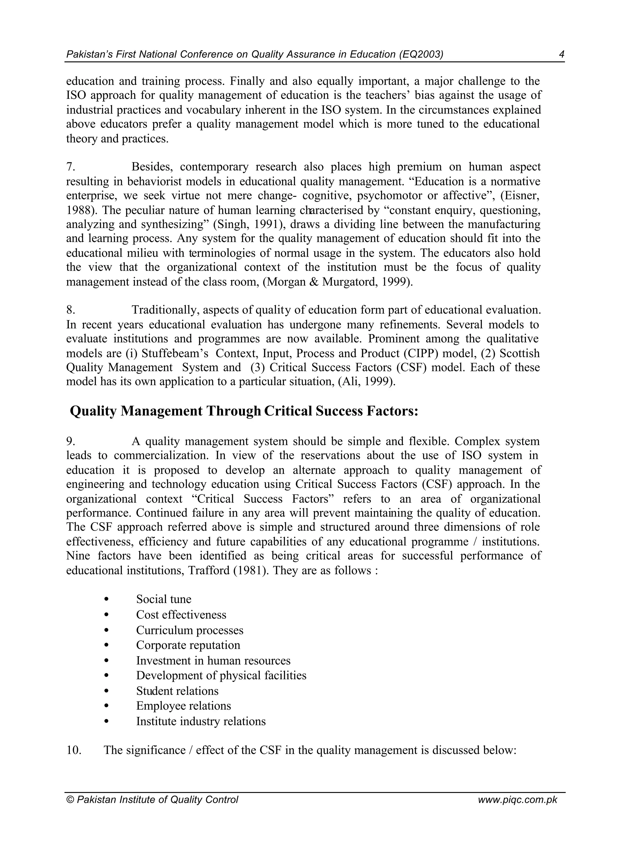 quality management of engineering and technology education application ...