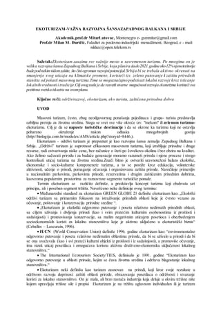 Dr mitar lutovac ekoturizam | DOCX