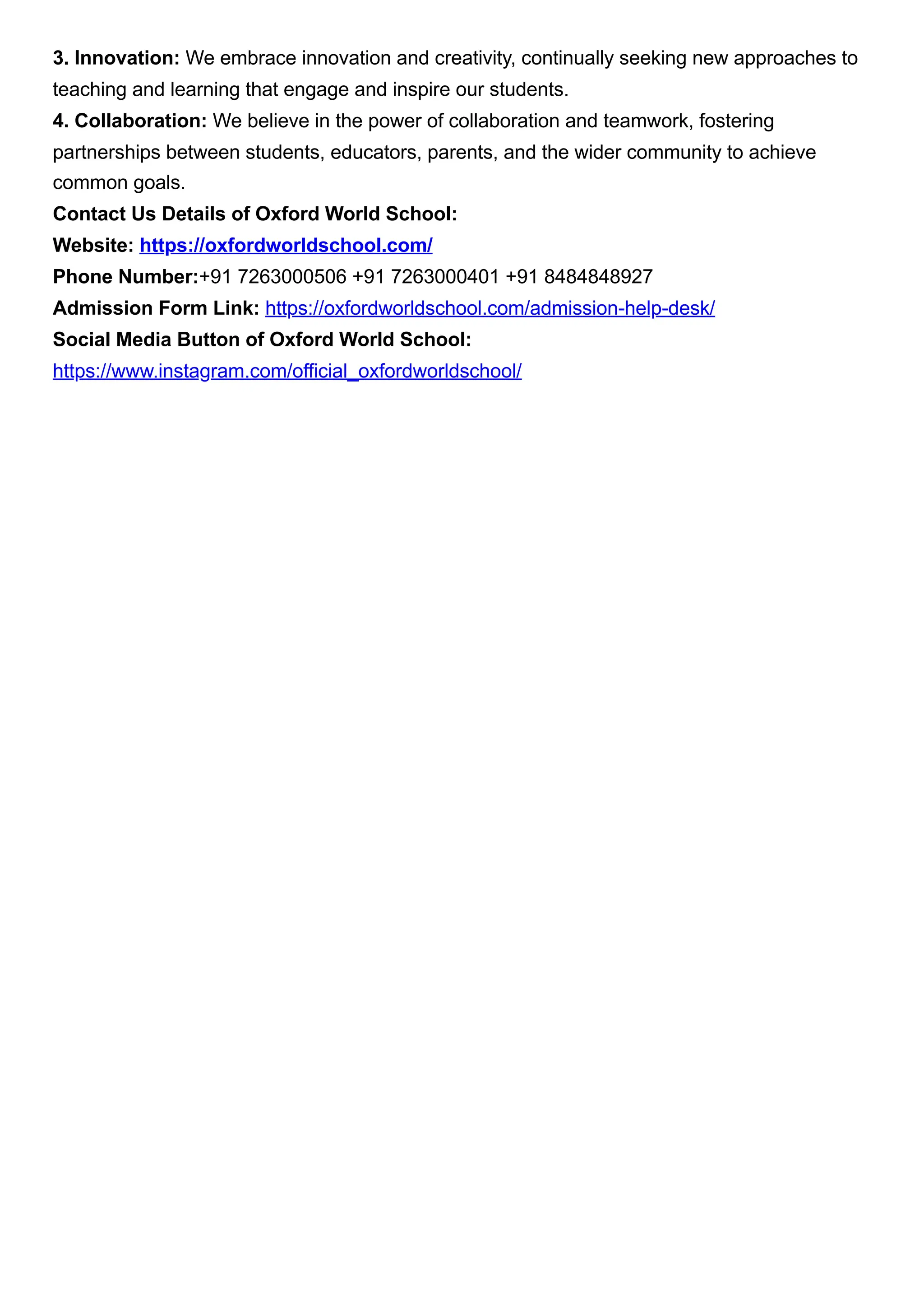 Admission into Nursery, LKG, and UKG at Oxford World School, Pune | PDF