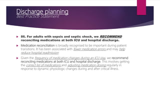 Surviving sepsis compaign (adults) Guidelines updates 2021. “Long Term ...