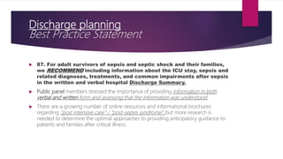 Surviving sepsis compaign (adults) Guidelines updates 2021. “Long Term ...
