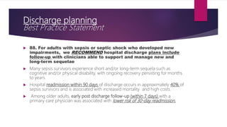 Surviving sepsis compaign (adults) Guidelines updates 2021. “Long Term ...