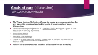 Surviving sepsis compaign (adults) Guidelines updates 2021. “Long Term ...