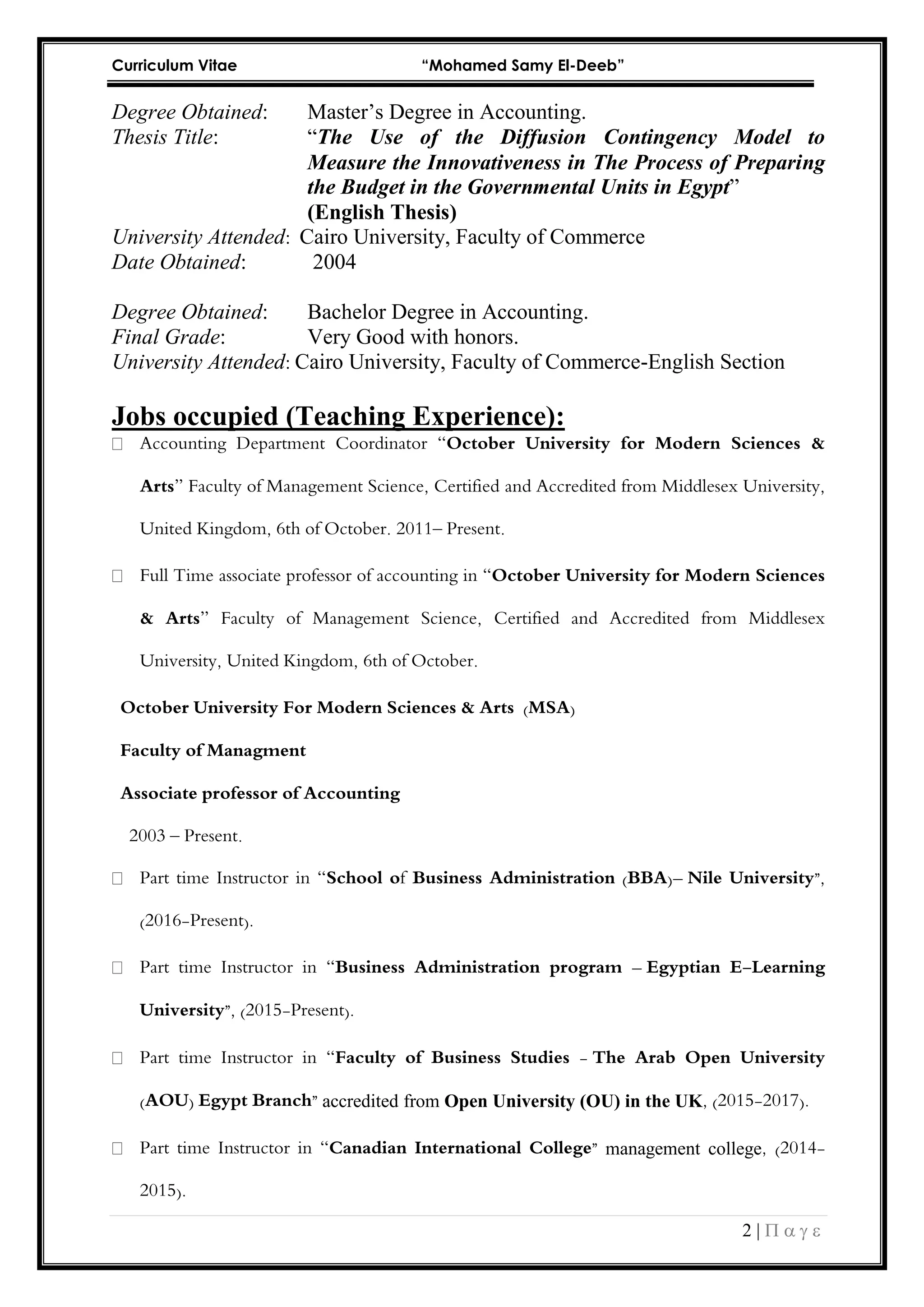 Dr mohamed eldeeb CV | PDF
