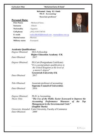 Dr mohamed eldeeb CV | PDF