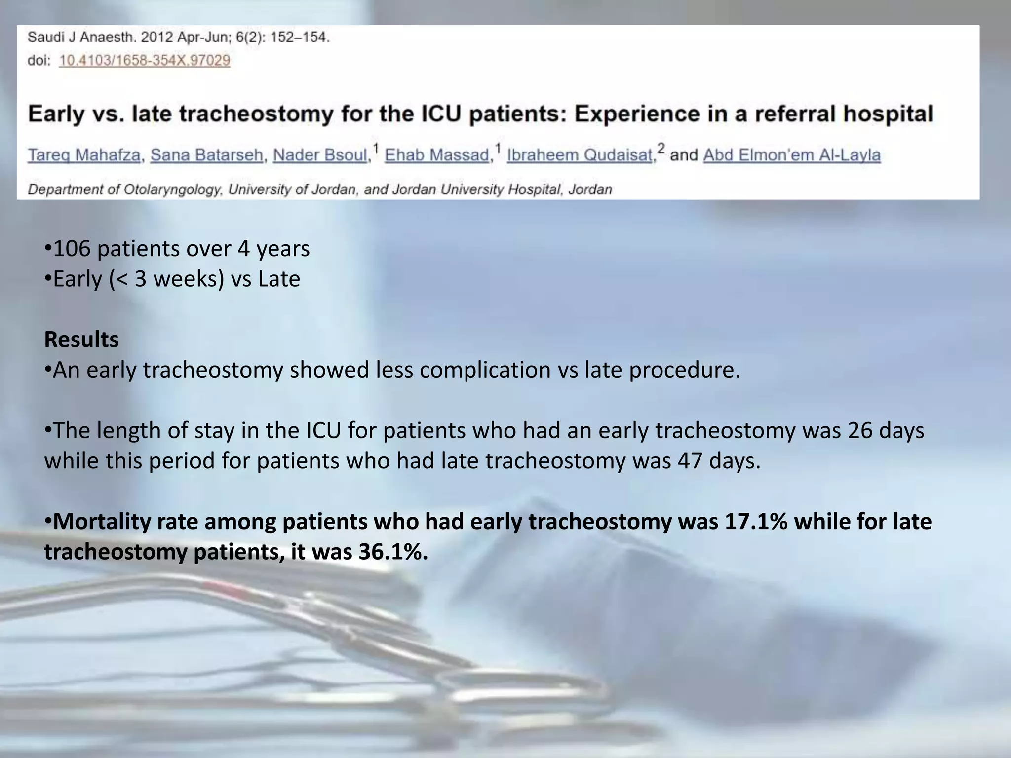 Tracheostomy - An Overview and Recent Concepts | PPTX