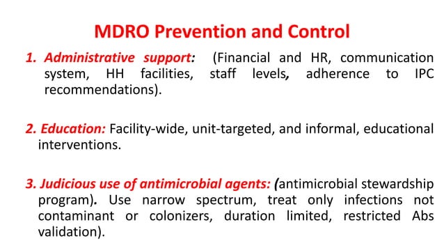 Multidrug Resistant Oraganisms (MDRO) infection control | PPTX
