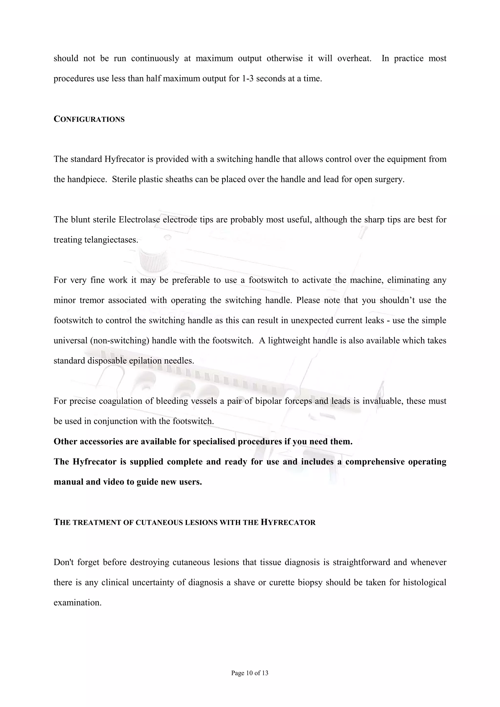 Dr motley Guide to the Hyfrecator | PDF