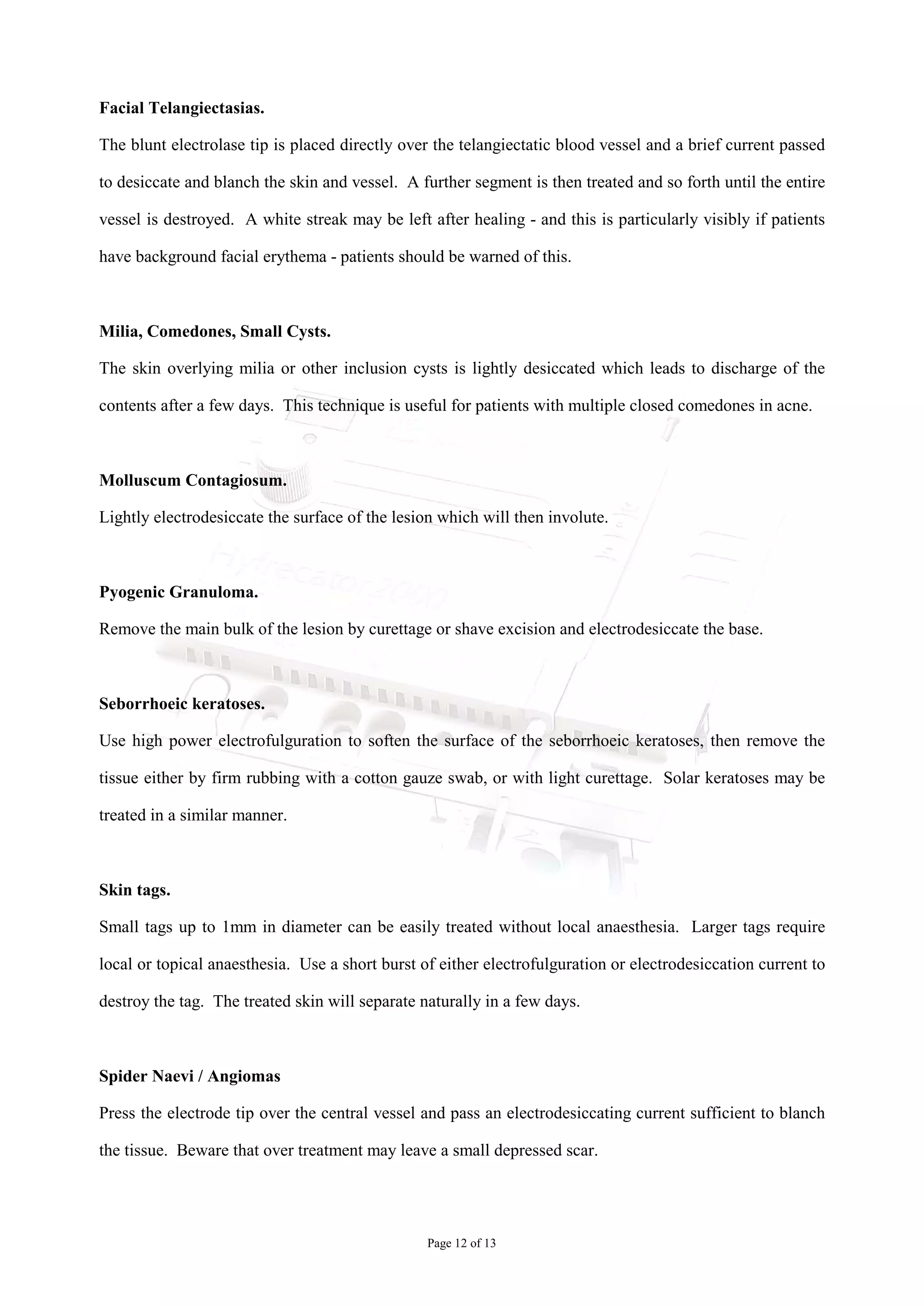 Dr motley Guide to the Hyfrecator | PDF