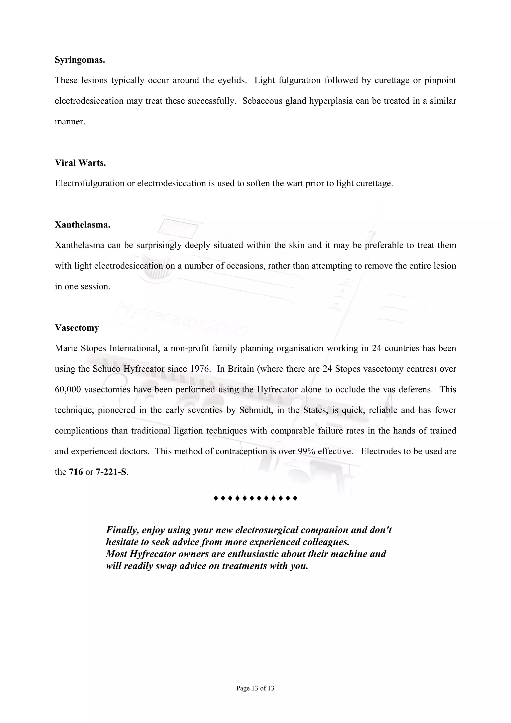 Dr motley Guide to the Hyfrecator | PDF