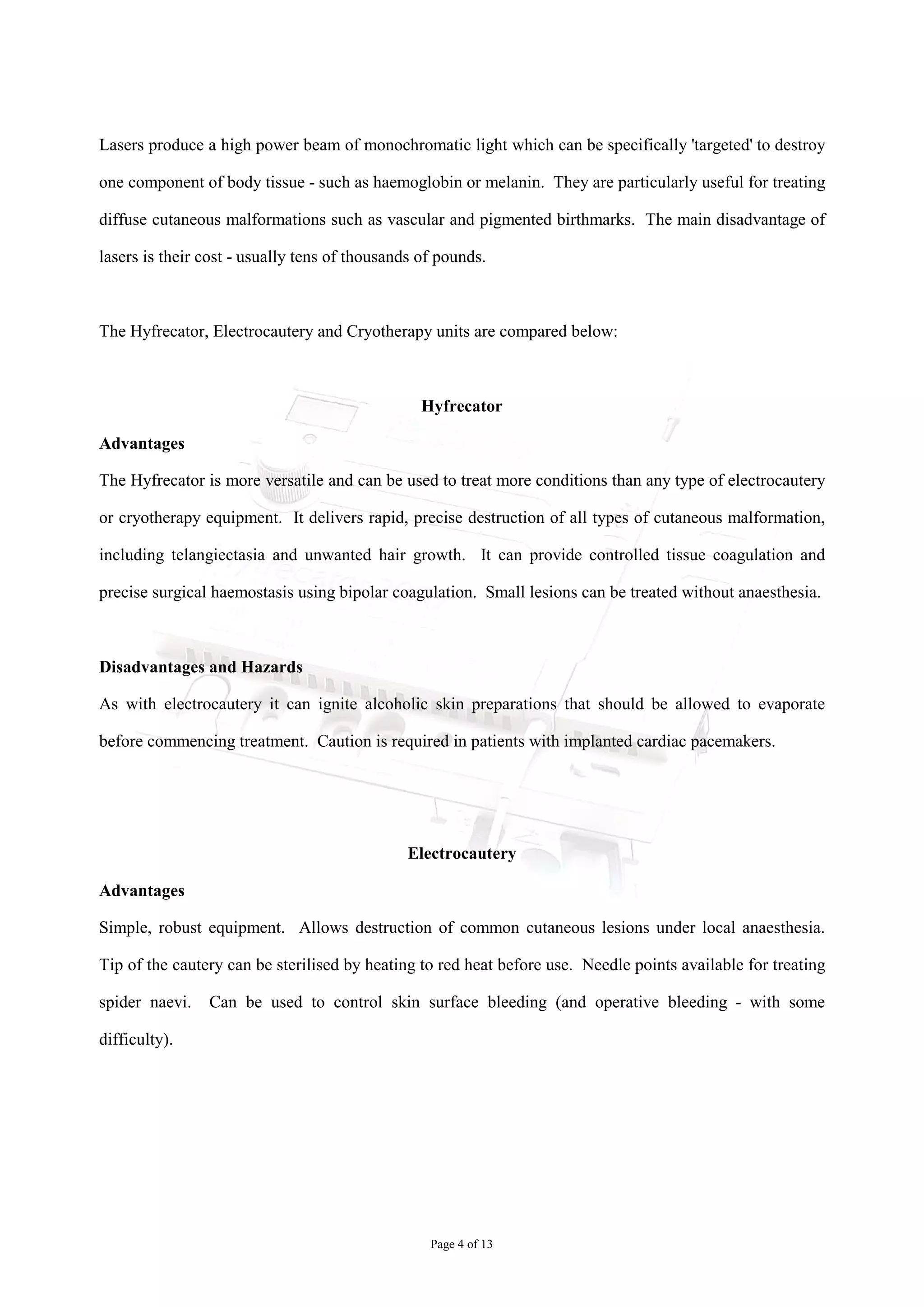 Dr motley Guide to the Hyfrecator | PDF