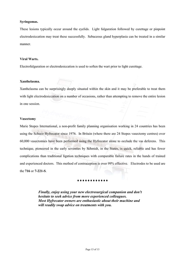 Dr motley Guide to the Hyfrecator | PDF | First Aid | Injuries