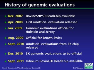 Genomic Selection in Dairy Cattle | PPTX