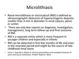 risk factors of urolithiasis in children | PPT