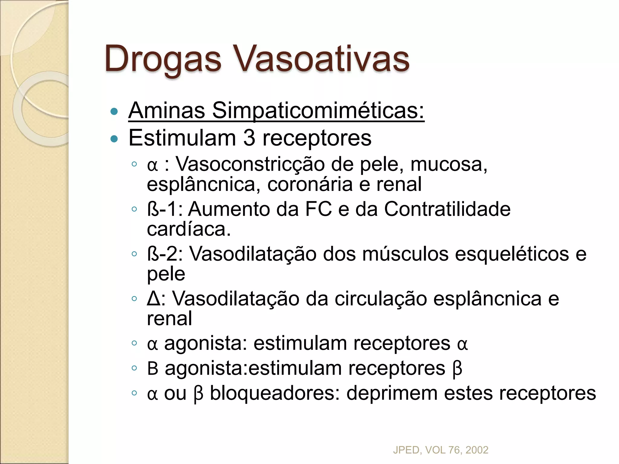 Drogas vasoativas | PPT | Pharmaceutical Drugs | Medical Health