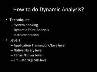 Introduction to Dynamic Analysis of Android Application | PDF