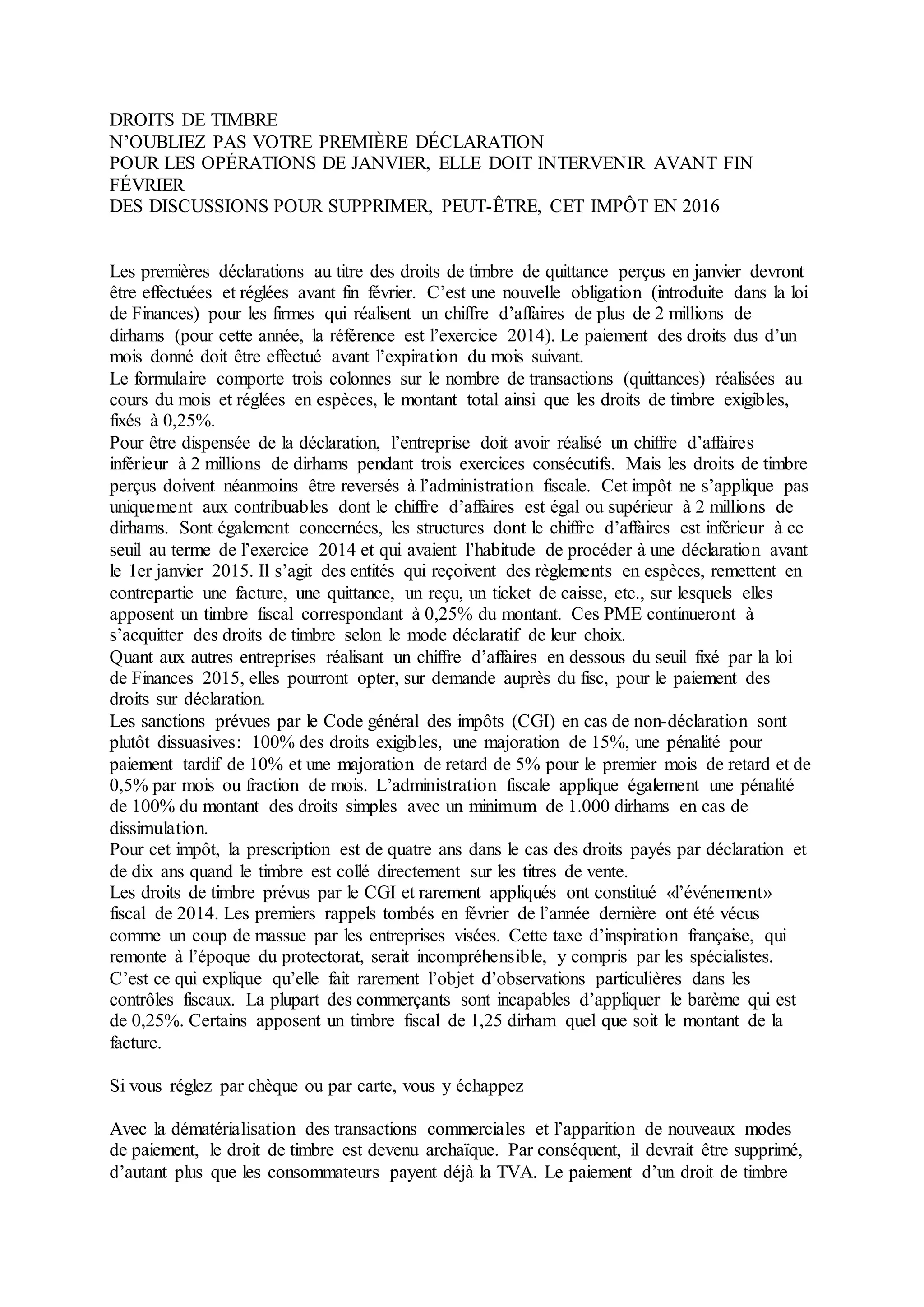 Droits de timbre | DOCX