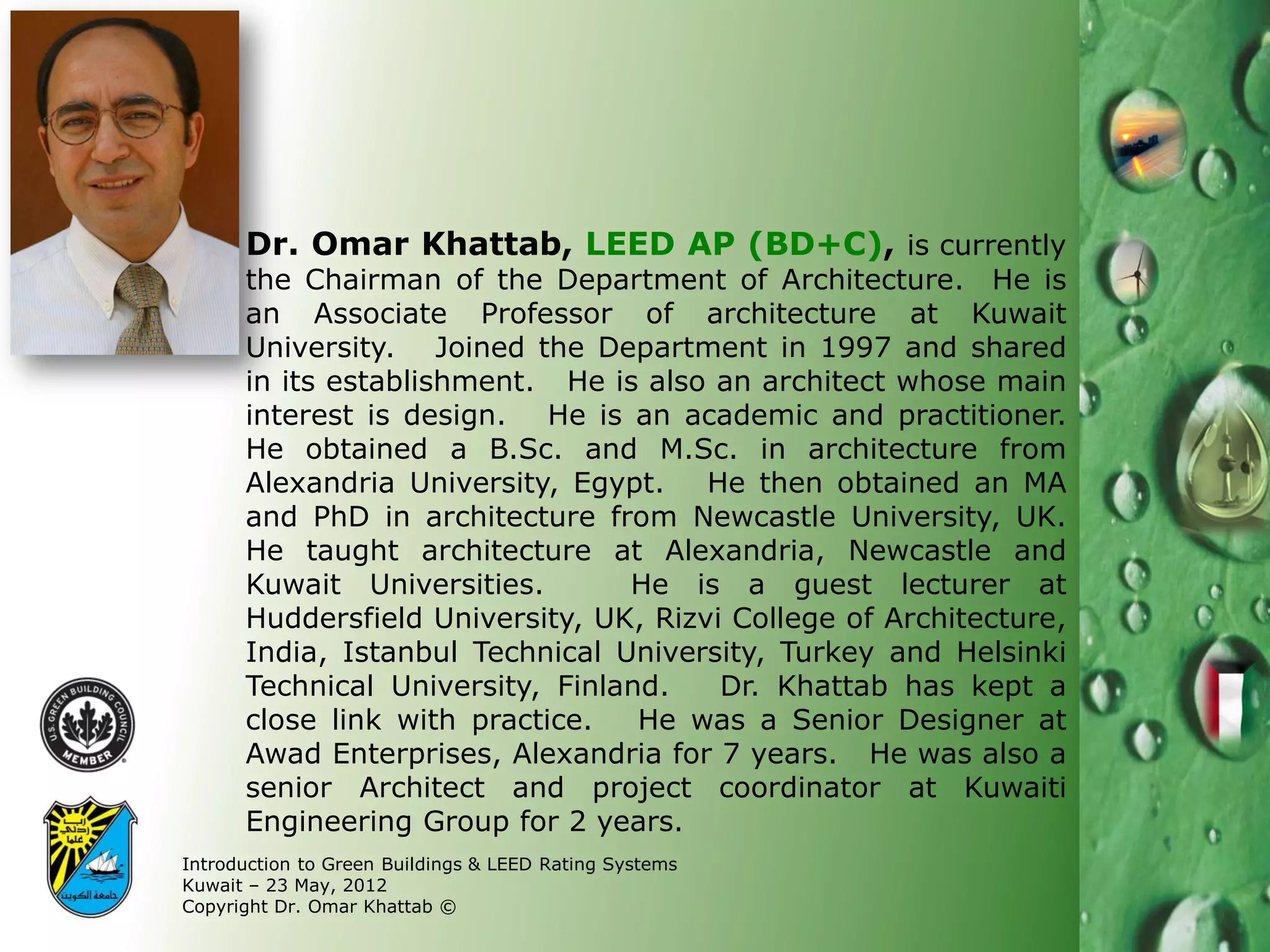 Dr omar khattab kuwait green building forum | PDF