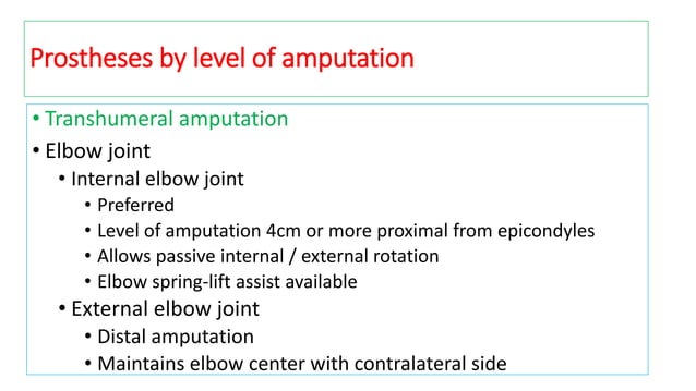 Upper Limb Prosthetics - Dr Om Prakash | PPTX | Physical Therapy | Wellness