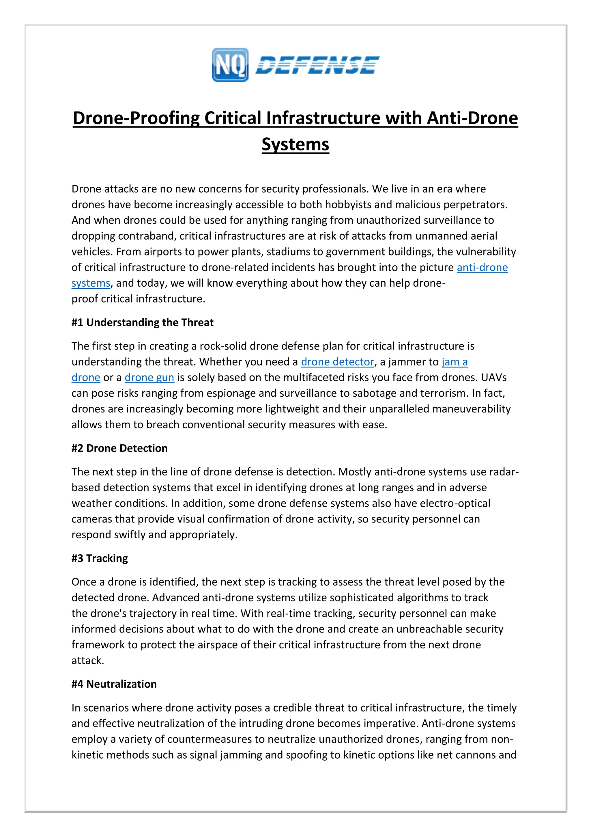 Drone Proofing Critical Infrastructure With Anti Drone Systems Pdf