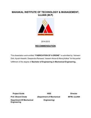 Drone (Quadcopter) full project report by Er. ASHWANI DIXIT | PDF