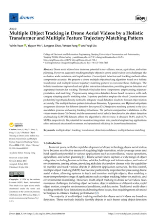 Multiple Object Tracking in Drone Aerial Videos by a Holistic Transformer and Multiple Feature ...