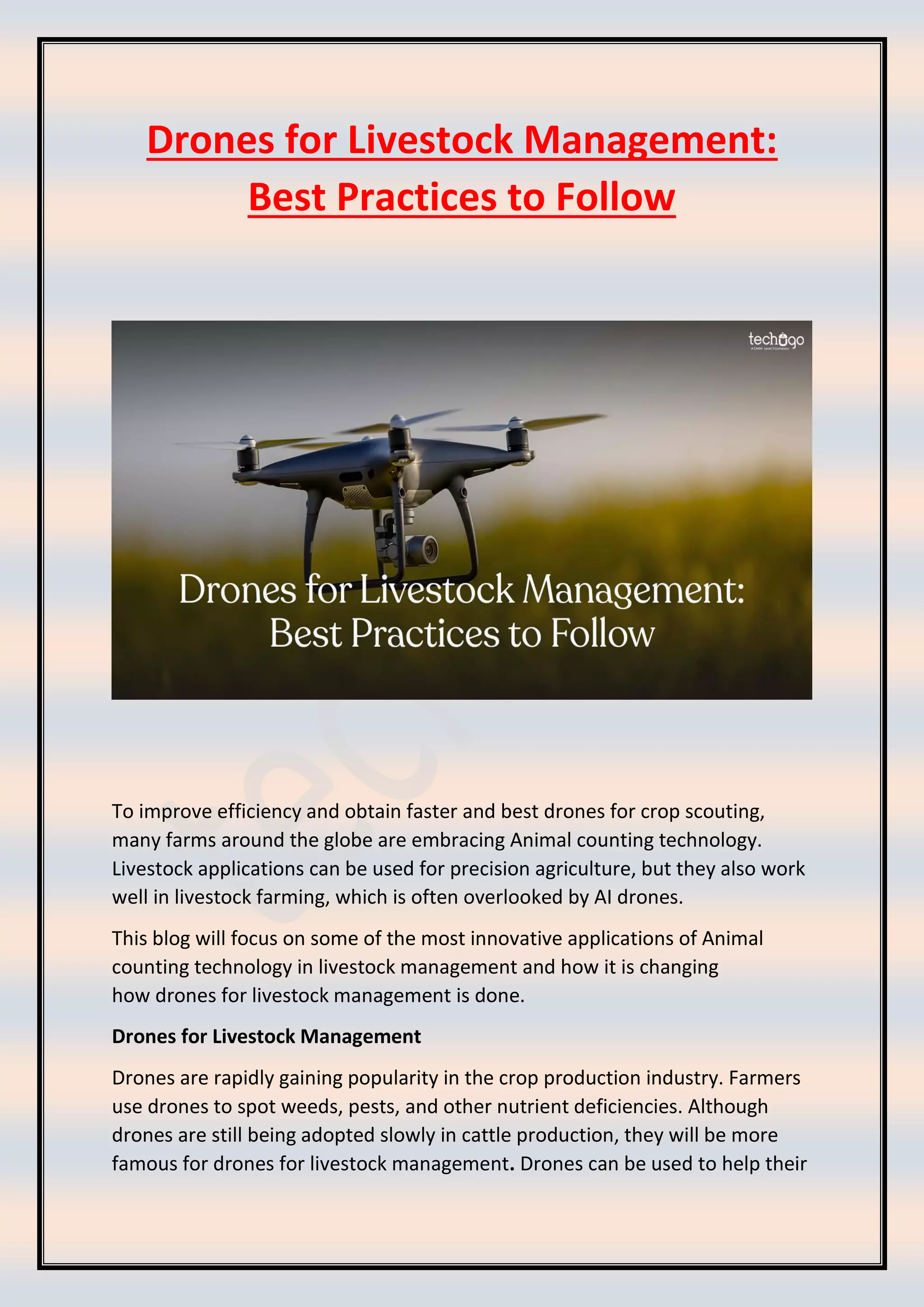 Drones for Livestock Management- Best Practices to Follow. | PDF