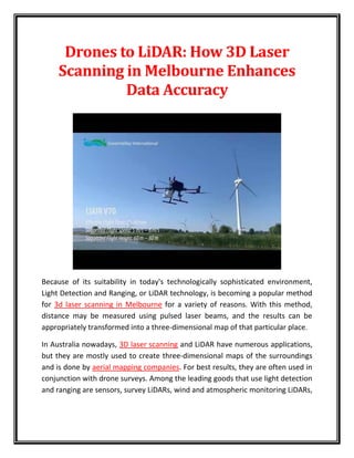 Drones to LiDAR How 3D Laser Scanning in Melbourne Enhances Data ...