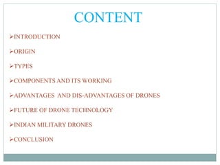 DRONE TECHNOLOGY PPT, which refers various types of drone | PPTX