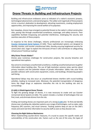 Drone Threats in Building and Infrastructure Projects | PDF