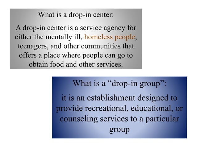 DROP-IN GROUPS.ppt | Mental Health | Diseases and Conditions
