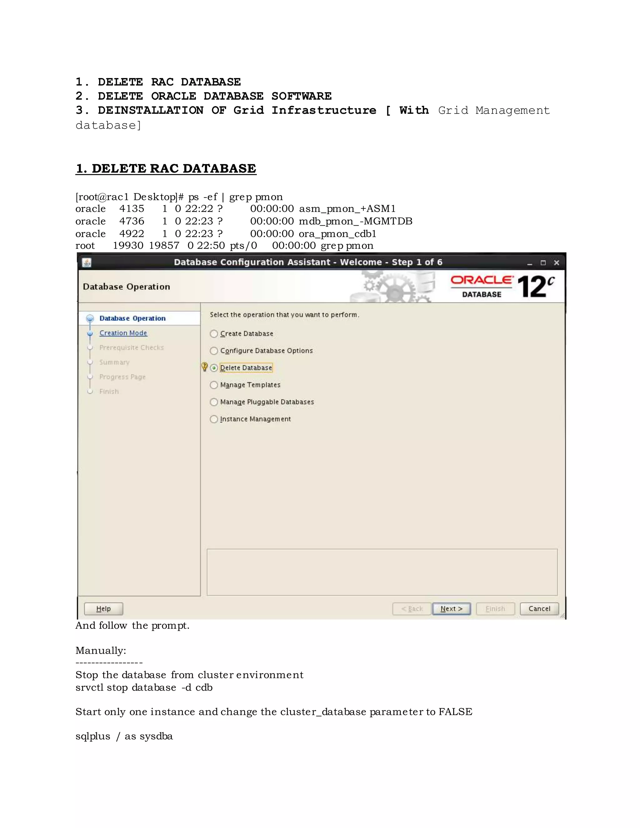 TESTING - Drop 12c RAC Database, Database Software and GI | PDF