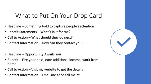 MLM Drop Cards Overview | PPTX