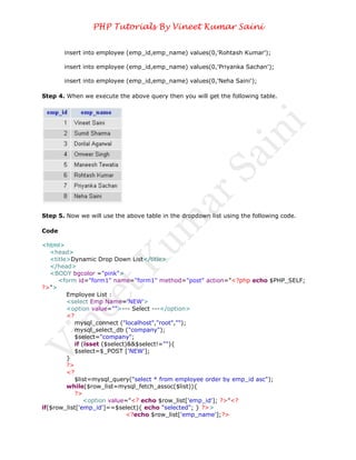 Dropdown List in PHP | PDF
