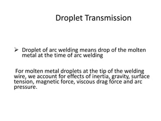 Droplet transmission with arc welding | PPTX