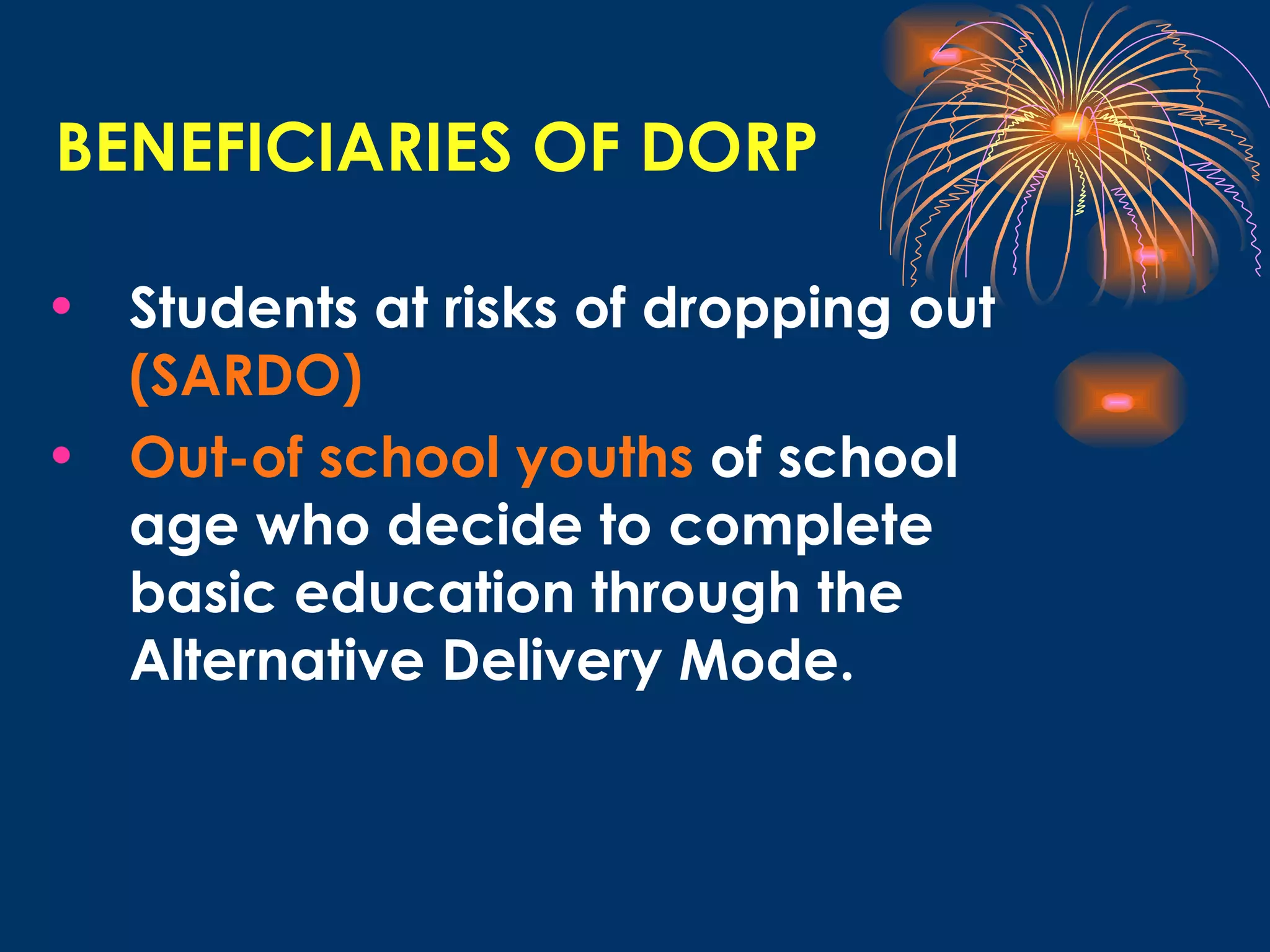Dropout reduction program (dorp) | PPT