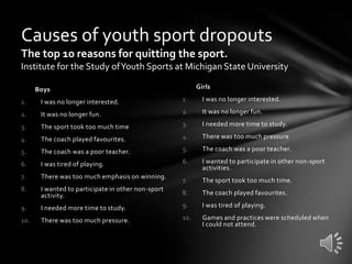 Dropouts in Youth Sports: Causes and Prevention Strategies | PPT