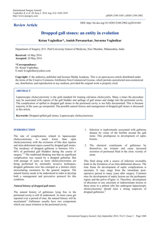 Dropped gall stones:An entity in evolution | PDF | Digestive Disorders ...