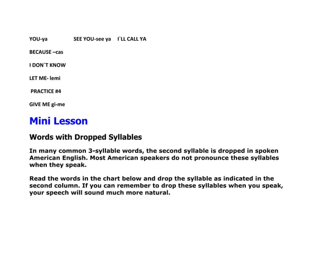 Dropped syllable | PPT