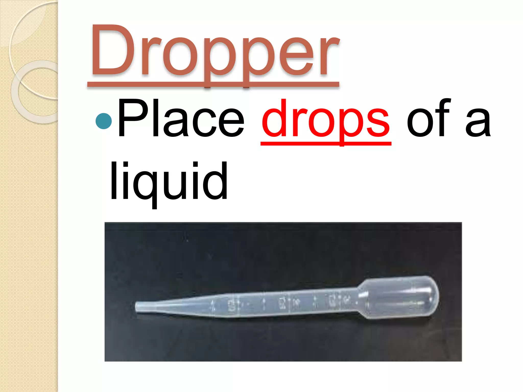 Dropper+measuring cup+goggles+thermometer | PPTX