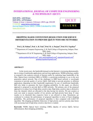 Dropping based contention resolution for service differentiation to ...