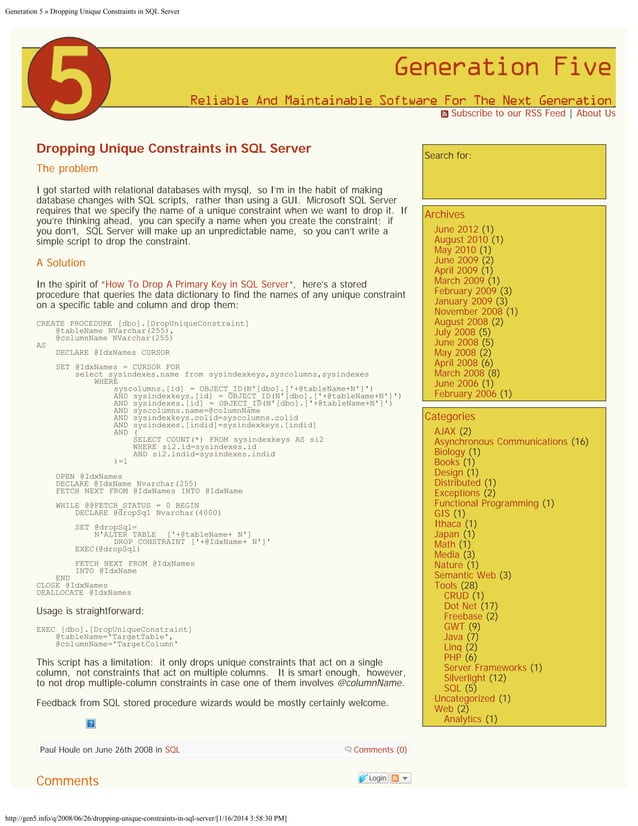 Dropping unique constraints in sql server | PDF