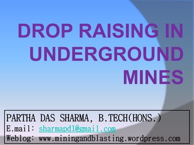 Drop raising in underground mines | PDF