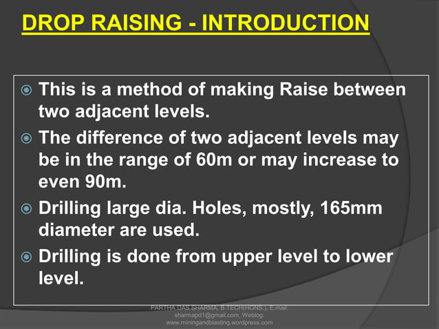Drop raising in underground mines | PDF