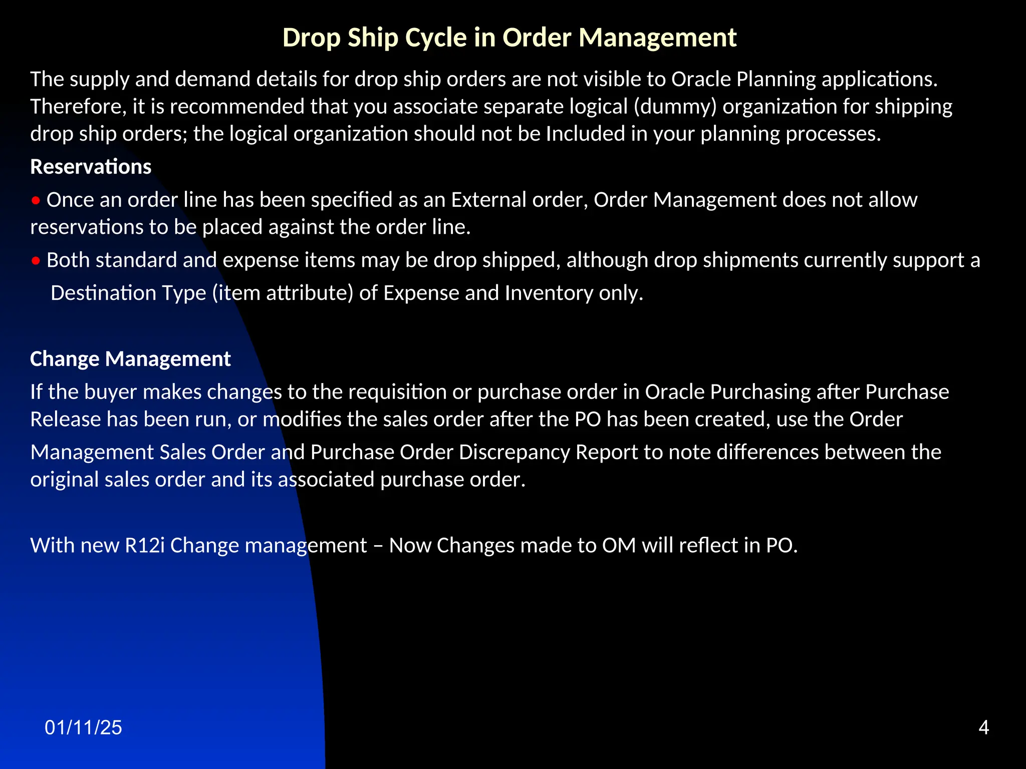 Drop Ship Cycle in Oracle E-Business Order Management Presentation | PPT