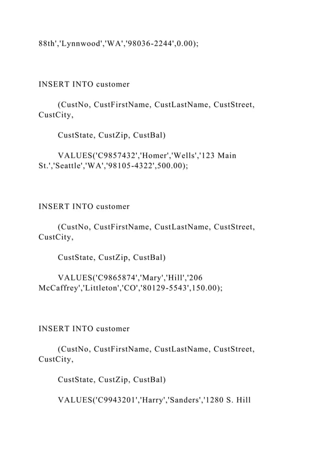 DROP TABLE ordline ;Drop TABLE OrderTBL ;DROP TABLE Customer.docx
